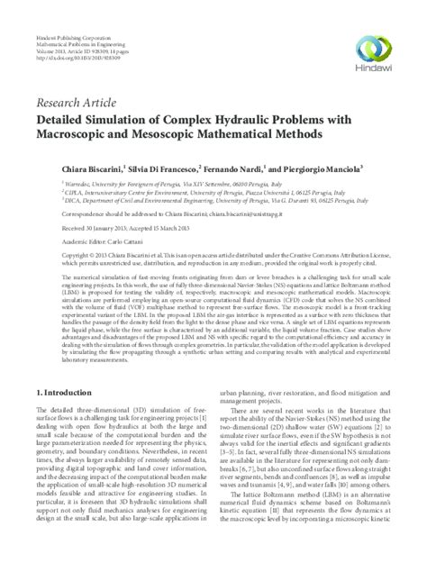 Pdf Detailed Simulation Of Complex Hydraulic Problems With Macroscopic And Mesoscopic