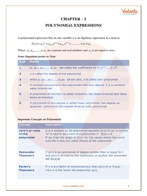 Class 10 Maths Formula Chapter 2 Pdf