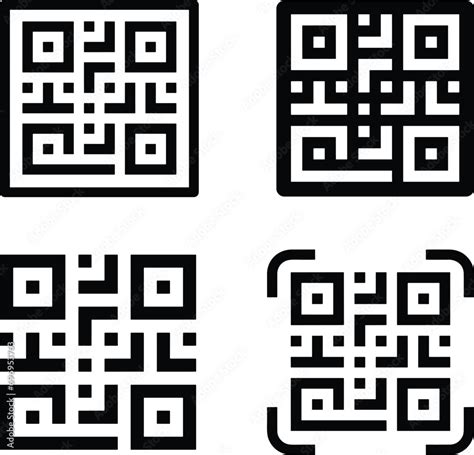 Scan Qr Code Icon Set Digital Scanning Qr Code Qr Code Scan For