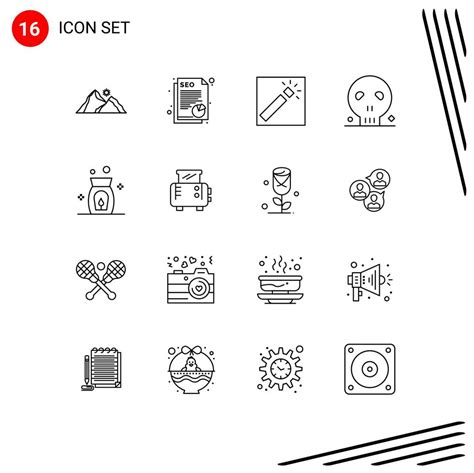 Set Of 16 Modern Ui Icons Symbols Signs For Aroma Human Data Head