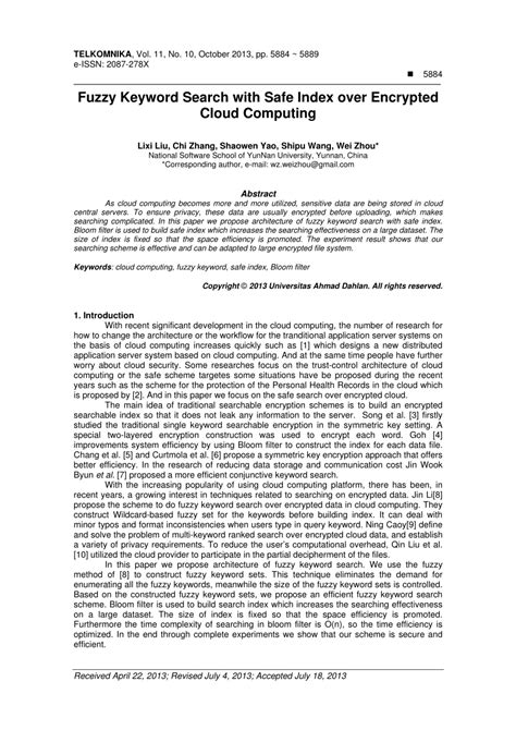 Pdf Fuzzy Keyword Search With Safe Index Over Encrypted Cloud Computing