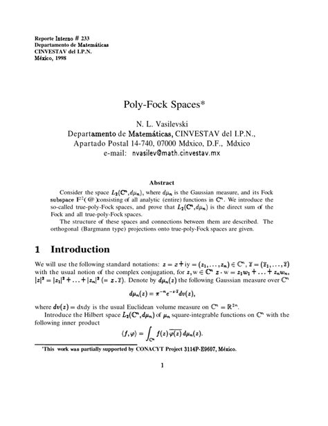 Pdf Poly Fock Spaces