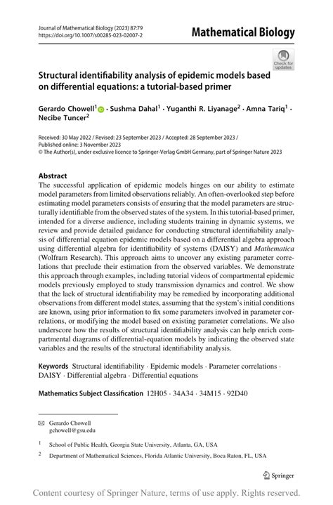 Structural Identifiability Analysis Of Epidemic Models Based On