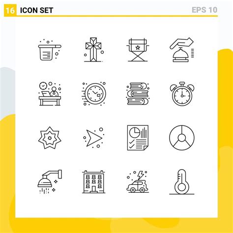 Set Of 16 Vector Outlines On Grid For Front Security Parish Cyber Gdpr Editable Vector Design