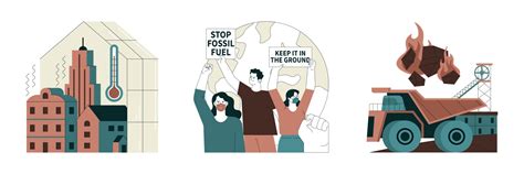 Fossil Fuel Set Resources Extraction Royalty Free Vector