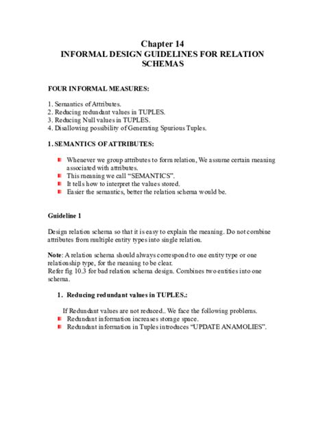 Doc Chapter 14 Informal Design Guidelines For Relation Schemas Four