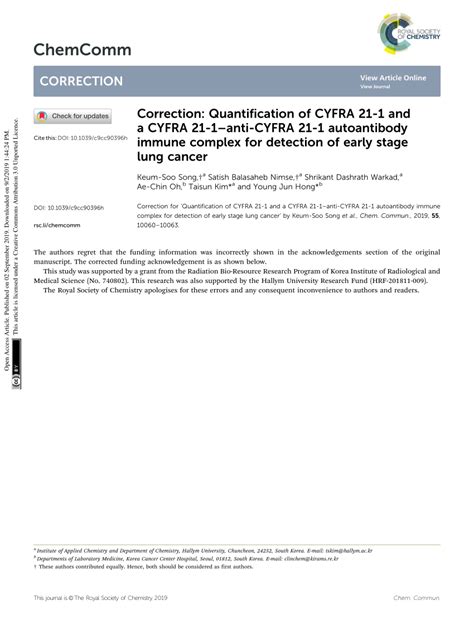 Pdf Correction Quantification Of Cyfra 21 1 And A Cyfra 21 1anti