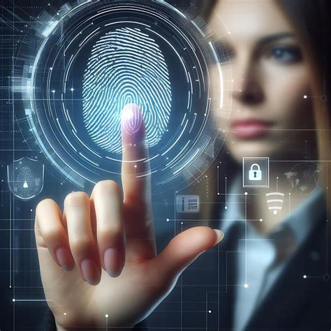 Biometrics Security System Woman Using Fingerprint Premium Ai Generated Image