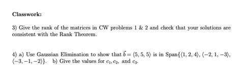 solved classwork 1 the matrix shown is the rref of a