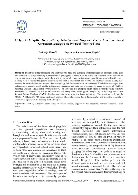 Pdf A Hybrid Adaptive Neuro Fuzzy Interface And Support Vector Machine Based Sentiment