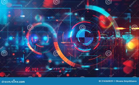 Futuristic Digital Interface With Holographic Elements And Data Visualization Stock Image