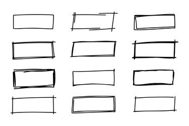 Hand Drawn Round Corner Rectangle And Square Shape