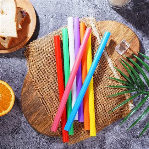 200 Pcs Jumbo Smoothie Straws Colorful Disposable Plastic Large