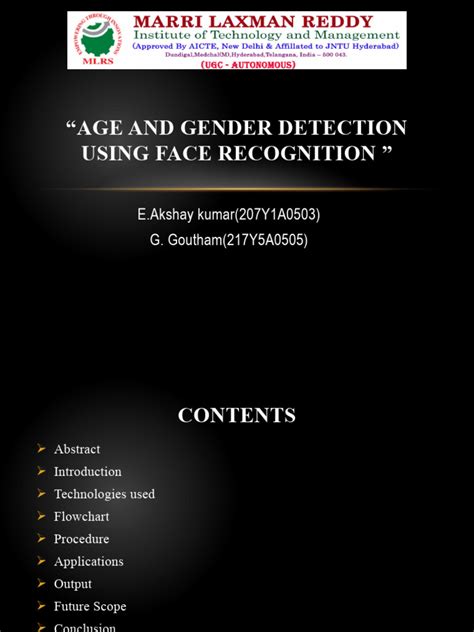 Age Gender Detection Presentation Pdf Learning Computing