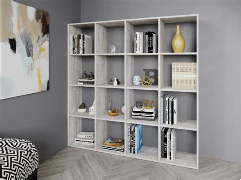 ᐉ Полка лесенка для книг и игрушек на 16 ячеек 1424x1430x290 мм Бетон