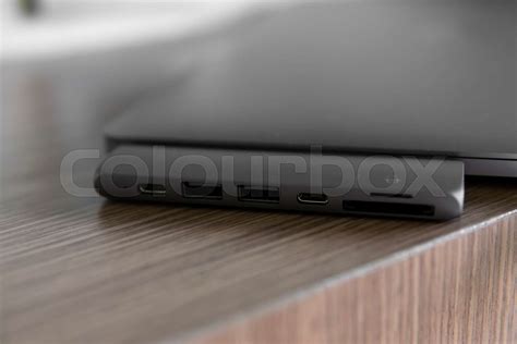 The USB Adapter Under The Type C Connector For Laptop Multiport Station For Laptop With