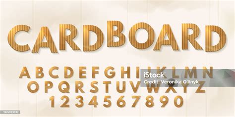 Font Kardus Potongan Dan Angka Bahan Kertas Kemasan Alfabet Karton Untuk Set Vektor Desain