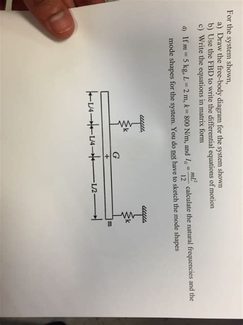 Solved For The System Shown A Draw The Free Body Diagram Chegg