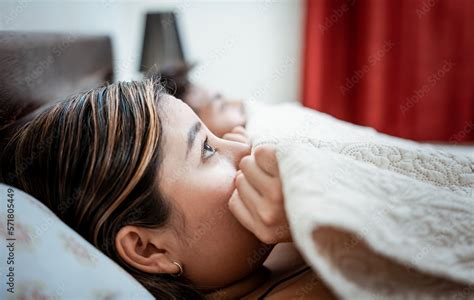 Babe Couple In Bed Sexually Shy Shy Man And Woman In Bed Couple With Sexual Shyness For The