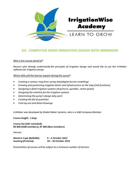 D5 Computer Aided Irrigation Design With Irrimaker Information