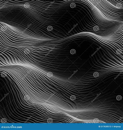 Monochrome Wave Pattern Flowing Dynamic Texture Seamless Smooth Lines For Modern Decor