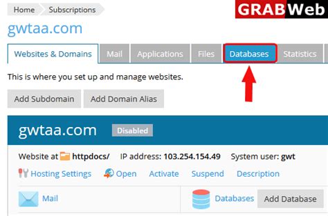 How To Add Database In Subscription As Reseller In Plesk 125