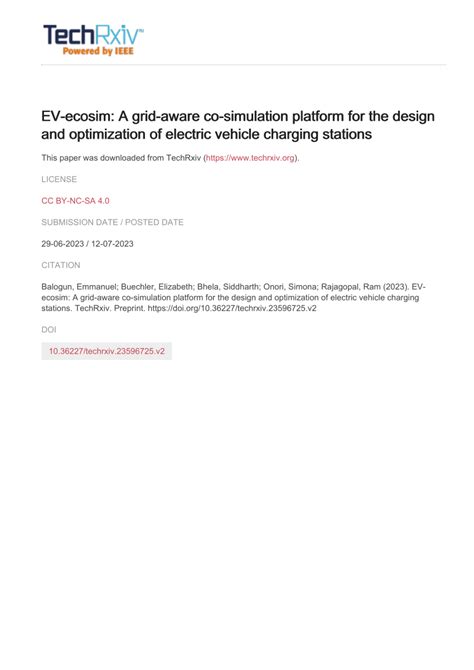 Pdf Ev Ecosim A Grid Aware Co Simulation Platform For The Design And