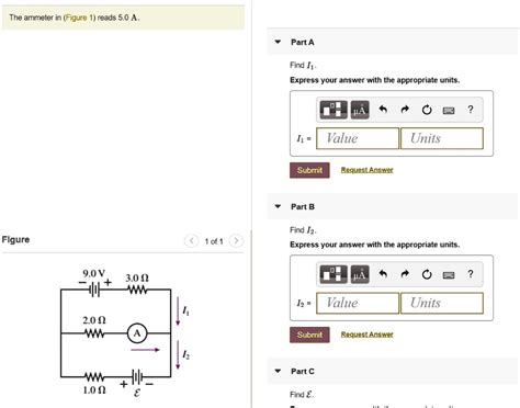 [GET ANSWER] The ammeter in (Figure 1) reads 5.0 A. ? Part A Find I1. Express your answer with ...