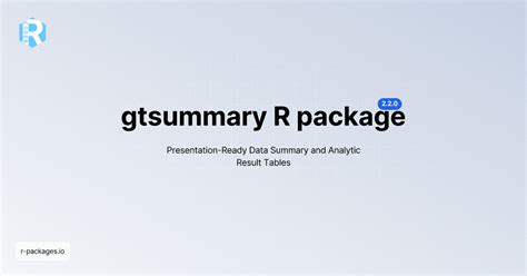Gtsummary R Package Documentation R Packages