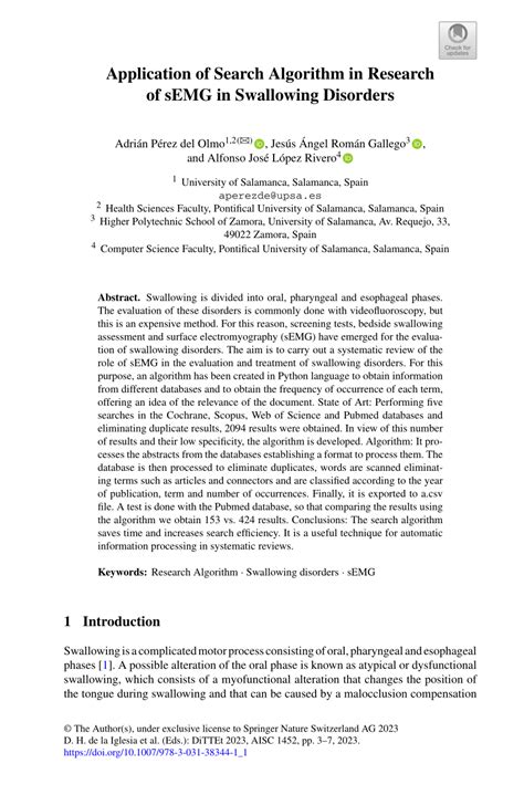 Pdf Application Of Search Algorithm In Research Of Semg In Swallowing Disorders