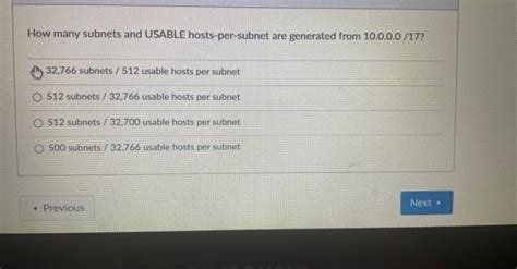 Solved How Many Subnets And Usable Hosts Per Subnet Are