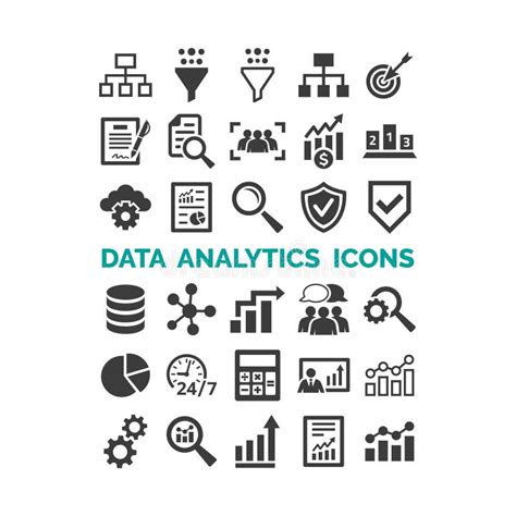 Data Analytics Icons Set On White Background Stock Illustration Illustration Of Database Flow