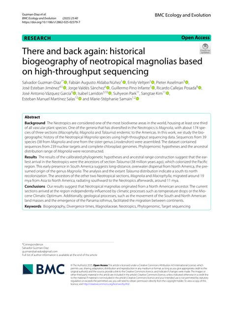 Pdf There And Back Again Historical Biogeography Of Neotropical Magnolias Based On High