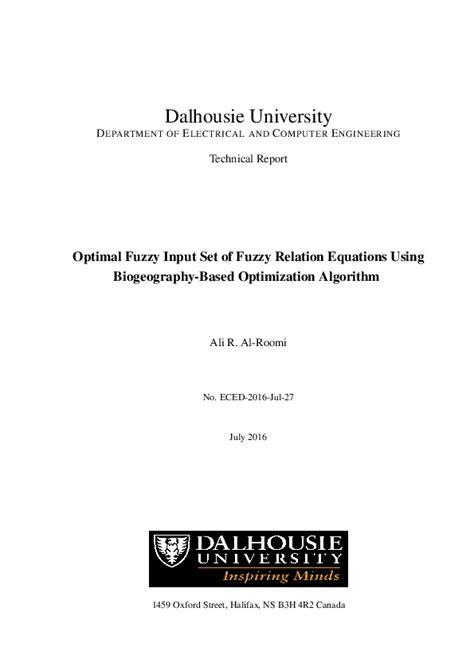 Pdf Optimal Fuzzy Input Set Of Fuzzy Relation Equations Using Biogeography Based Optimization