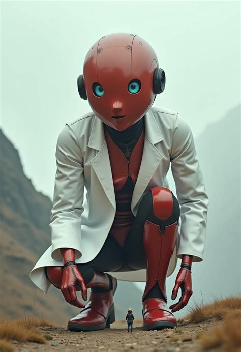 Friendly Female Robot In White Lab Coat Stable Diffusion Online