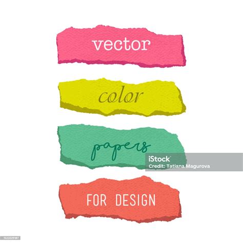 밝은 색상의 찢어진 종이 조각 개념에 대한 스톡 벡터 아트 및 기타 이미지 개념 개체 그룹 공란 Istock