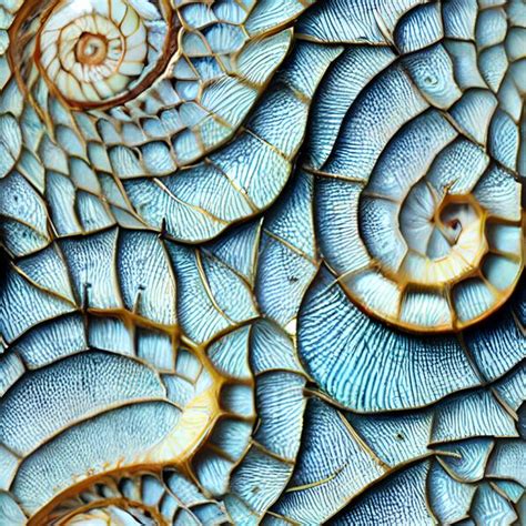 Download Blue And White Shell With Spirals Ammonite Fossil Patterns
