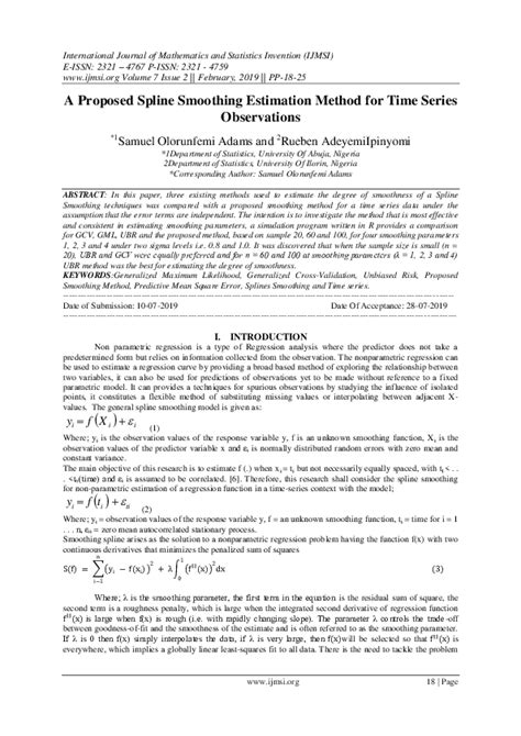 Pdf A Proposed Spline Smoothing Estimation Method For Time Series Observations