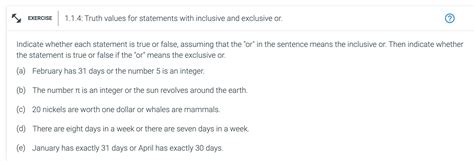 Solved EXERCISE 1 1 4 Truth Values For Statements With Chegg Com