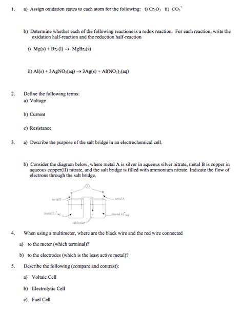 Solved A Assign Oxidation States To Each Atom For The Chegg Com