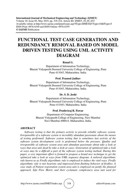 Pdf Article Id Ijmet1005033 Functional Test Case Generation And