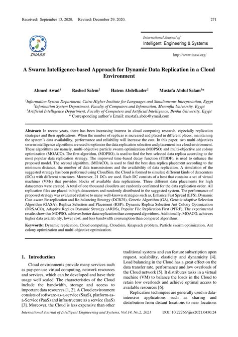 Pdf A Swarm Intelligence Based Approach For Dynamic Data Replication