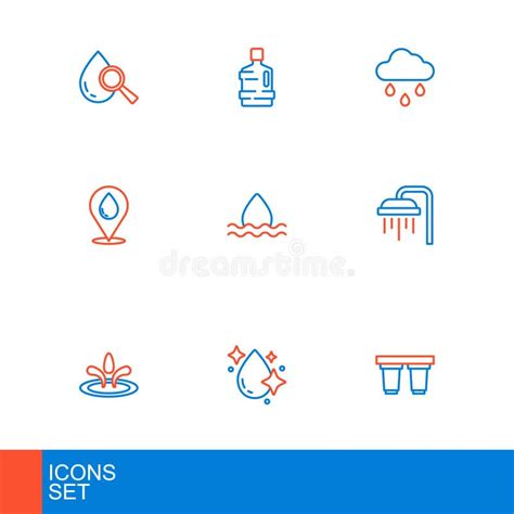 Set Line Water Filter Cartridge Drop Shower With Location Cloud Rain And Big Bottle Clean