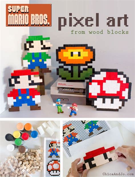 8 Bit Super Mario Brothers Wooden Block Pixel Art Pattern Chica And Jo