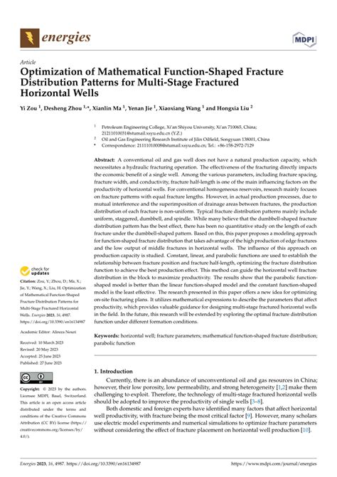 PDF Optimization Of Mathematical Function Shaped Fracture Distribution Patterns For Multi