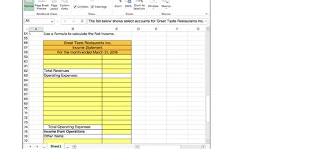 solved preparing an income statement using excel s sum