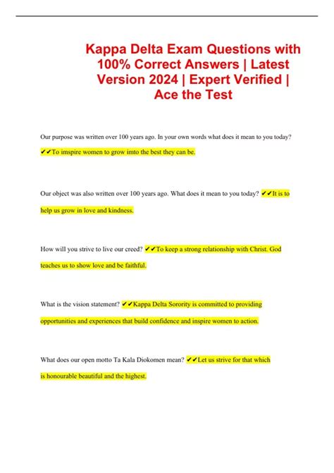 Kappa Delta Exam Questions With 100 Correct Answers Latest Version 2024 Expert Verified