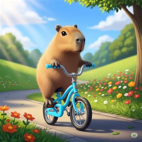 Cute Capybara On Bike Image Clipart Etsy