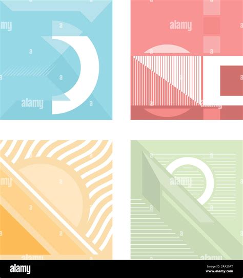 Collection Of Vector Illustrated Abstract Patterns Colorful Shapes Angles With Squares Arcs