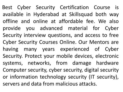 Ppt Cyber Security Certification Course Online In Hyderabad India